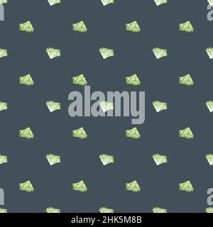 Seamless pattern Batavia salad on yellow background. Minimalistic ...