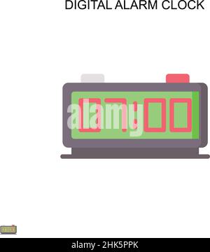 Time to work, digital alarm clock cartoon drawing. LED display showing ...