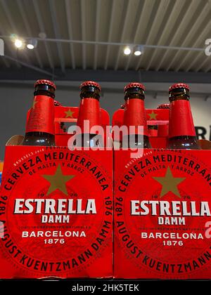 Spanish Estrella Beer Logo Sign Barcelona 1876 On A Fabric Cushion In A ...