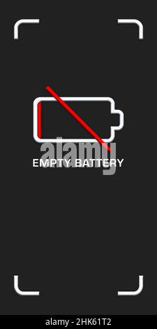 Smartphone with battery symbol on the screen isolated on white ...