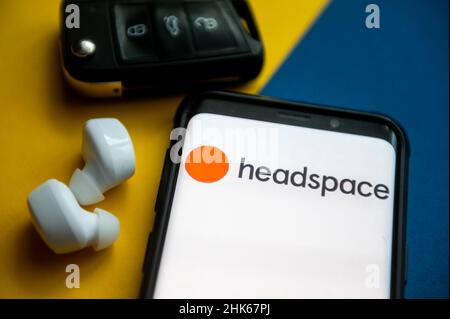 In this photo illustration, a Headspace logo seen displayed on a ...