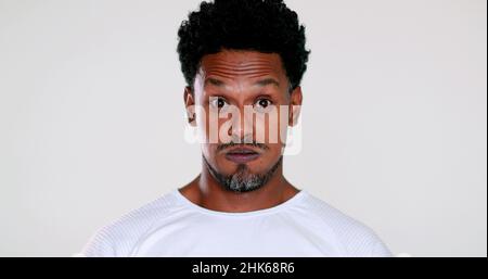Pensive black African feeling tense and anxious, man looking for ...