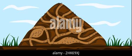 Ant family moving in tunnels anthill. Home of insects which life into ...