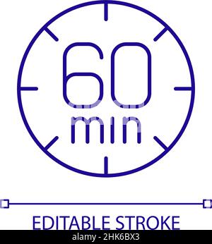 Timer 60 minutes line icon clock. Countdown stopwatch vector digital ...