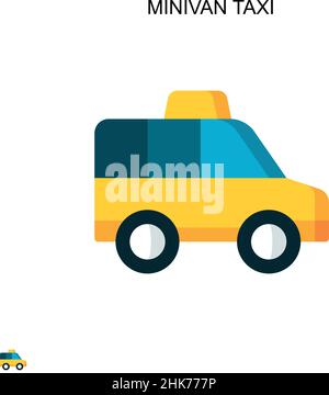 Shuttle bus vector template with simple colors without gradients and effects. View from side ...