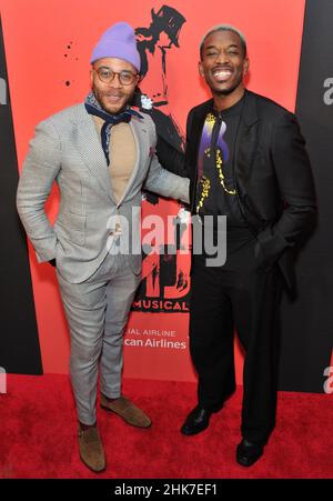 Britton Smith (R) and guest attend the opening of "MJ" The Michael ...