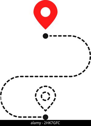 Route map icon. Vector path navigation. Arrow direction shape. Location ...