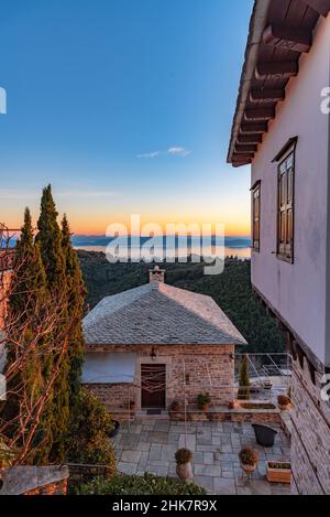 Traditional greek village of Pinakates on Pelion mountain in central ...