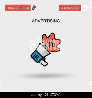 Advertising agency concept with creative advertising work symbols ...