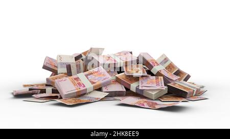 3D Stack of 1000 CFA Franc notes isolated on white background Stock ...
