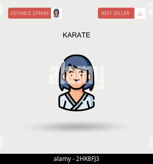 Child karate fighter icon. Simple style child karate training course ...