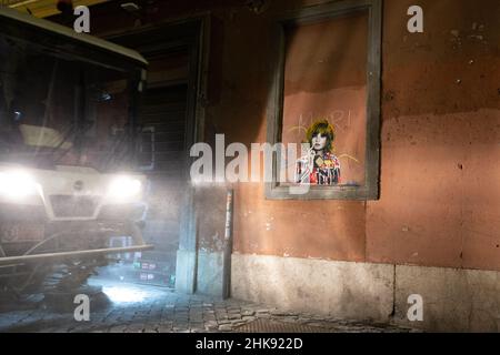 Rome, Italy. 03rd Feb, 2022. View of the work of street artist Harry ...