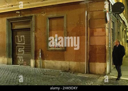Rome, Italy. 3rd Feb, 2022. View of the work of street artist Harry ...
