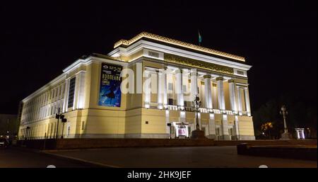 The Almaty Opera House at night./Almaty, Kazakhstan - May 4, 2017 ...