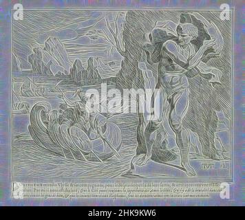 Polyphemus throws a rock at the ship of Odysseus, Theodoor van Thulden ...