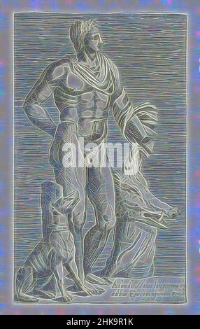 Sculpture of Adonis with hunting dog and head of a wild boar, Adonidis ...