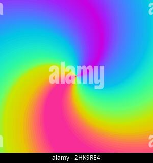 Rainbow neon swirl background. Radial gradient of twisted spiral ...