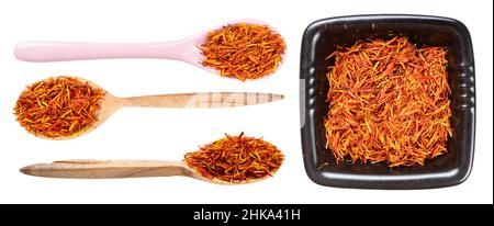 set of various dried safflower petals isolated Stock Photo - Alamy
