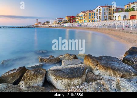 Seascape, Sunrise, Beach of Porto Recanati, Marche, Italy, Europe Stock ...