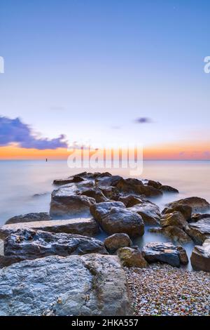 Seascape, Sunrise, Beach of Porto Recanati, Marche, Italy, Europe Stock ...