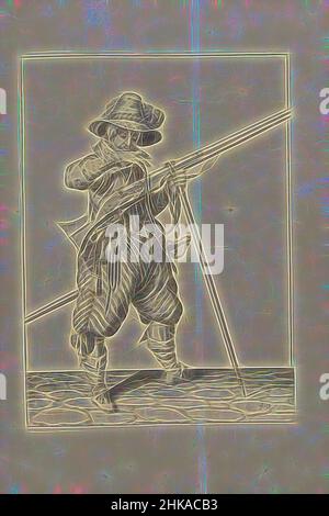 Soldier on guard with a musket bringing its fuse to his mouth to blow ...