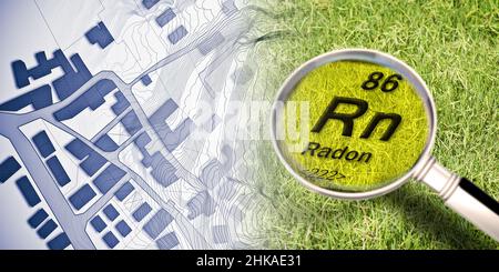 Radon gas - concept image with periodic table of the elements Stock ...