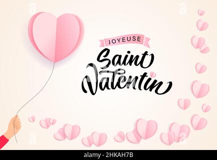 Joyeuse Saint Valentin French lettering - Happy Valentines Day elegant ...
