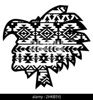 Aztec Tribal warrior with aztec Southwest pattern. Vector illustration ...