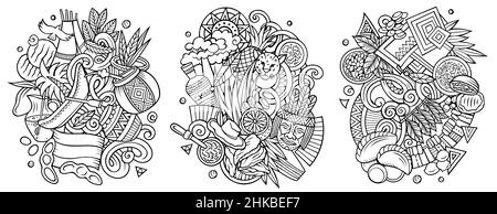 Set of Paraguay traditional symbols and objects Stock Vector Image ...