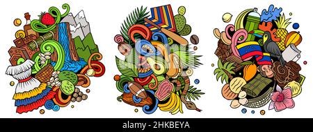 Set of Venezuela traditional symbols and objects Stock Vector Image ...