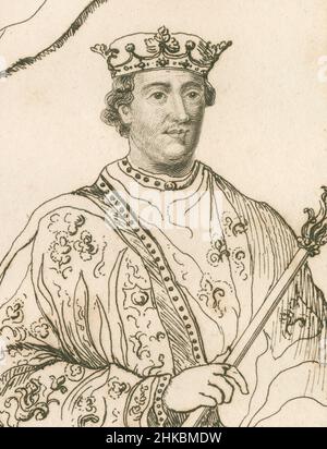 Antique circa 1812 etching of Henry I of England. Henry I (c1068-1135 ...
