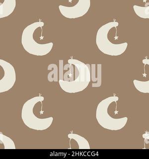 Gender neutral sleepy star and moon seamless vector background. Simple ...