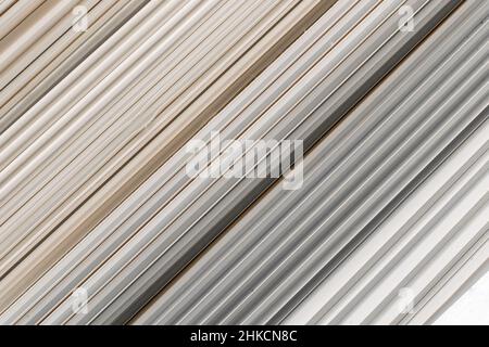 Old PVC plastic panels in a pile of building used recycling ...