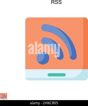 RSS feed icon sign. Set of eight multi-colored round buttons, stickers ...