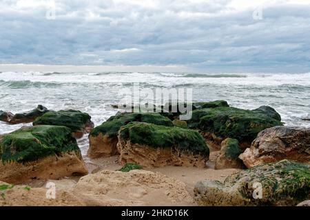 Beautiful sunset view from Argaman beach in Netanya in Israel Stock ...