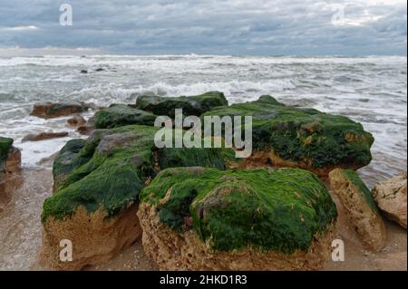 Beautiful sea view from Argaman beach is a recreation and sports area ...
