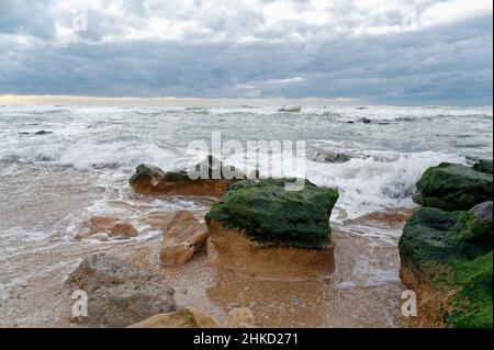 Beautiful sea view from Argaman beach is a recreation and sports area ...