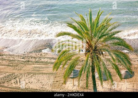 Landscape with Marbella beach in January, Spain Stock Photo - Alamy