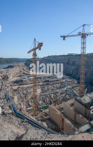 Hydroelectric power plant of the UHE Teles Pires in the Brazilian ...