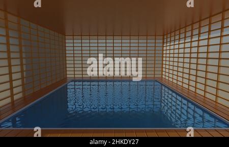 indoor onsen pool in japan house.3d rendering Stock Photo - Alamy