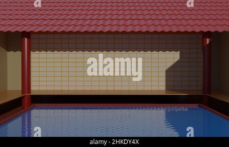 indoor onsen pool in japan house.3d rendering Stock Photo - Alamy