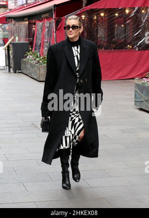 Feb 03, 2022 - London, England, UK - Ashley Roberts leaves Global Radio this morning after ...