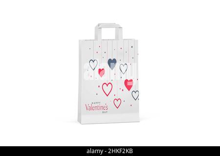 3d illustration of a valentine's handbag on white background - copy space - 3D render Stock ...