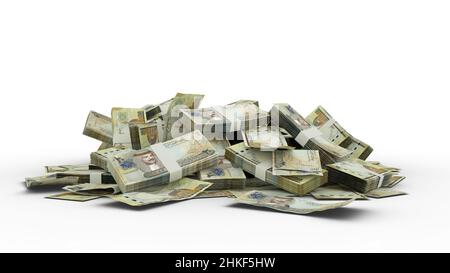 3D Stack of 20 Bahrain Dinar notes Isolated on white background Stock ...