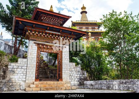 Traditional Bhutanese temple gate Stock Photo - Alamy
