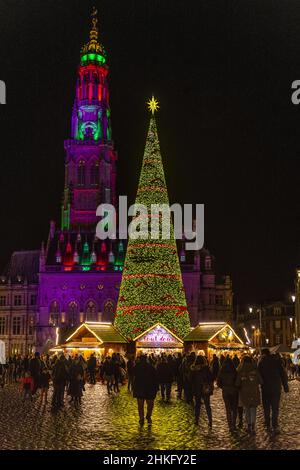 France, Calais At Christmas, Town Hall Stock Photo - Alamy