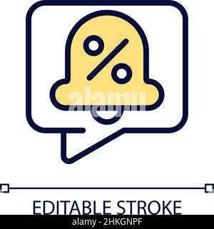 Notifications pixel perfect RGB color ui icon Stock Vector Image & Art ...