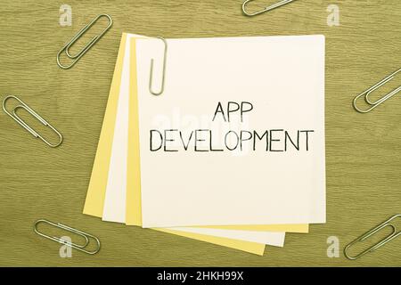 Handwriting text App Development. Business approach producing computer ...