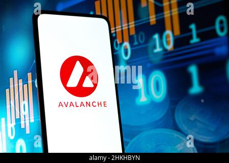 West Bangal, India - February 4, 2022 : Ripple logo on phone screen ...