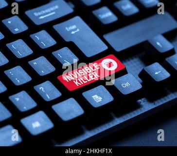 Hand writing sign Invisible Killer. Internet Concept presence into the ...